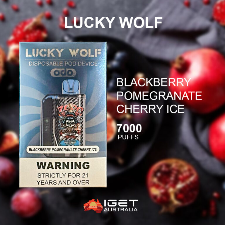 LUCKY WOLF BLACKBERRY POMEGRANATE CHERRY ICE - 7000 PUFFS | IGET Australia